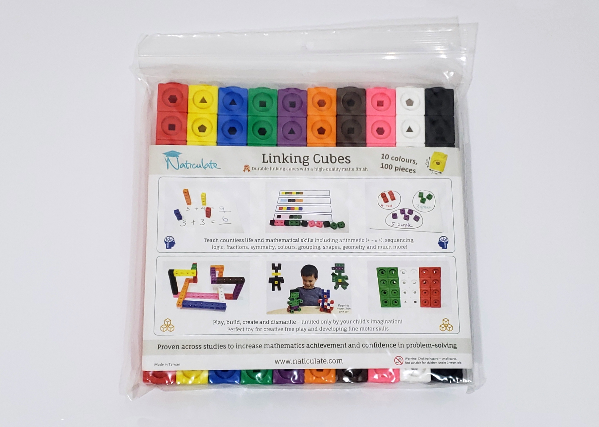 MathLink Cubes - single pack 100 cubes (10 cubes x 10 colours) - Naticulate
